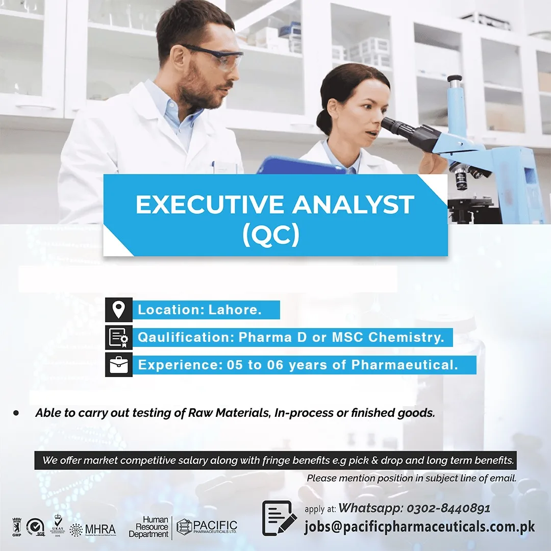 Executive Analyst (QC) - Pacific Pharmaceuticals